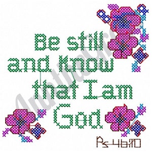 Psalm 4610 Cross Stitch Design. Bible Verse Pattern. Machine Embroidery ...
