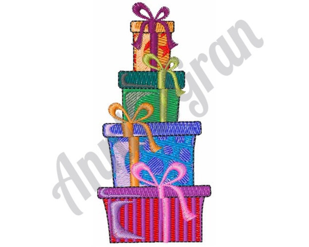 Christmas Gift Boxes Embroidery Design. Christmas Presents Pattern ...
