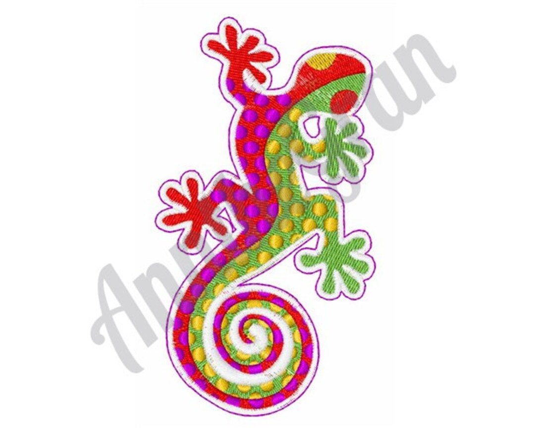 Gecko Embroidery Design. Lizard Embroidery Pattern. Machine Embroidery ...