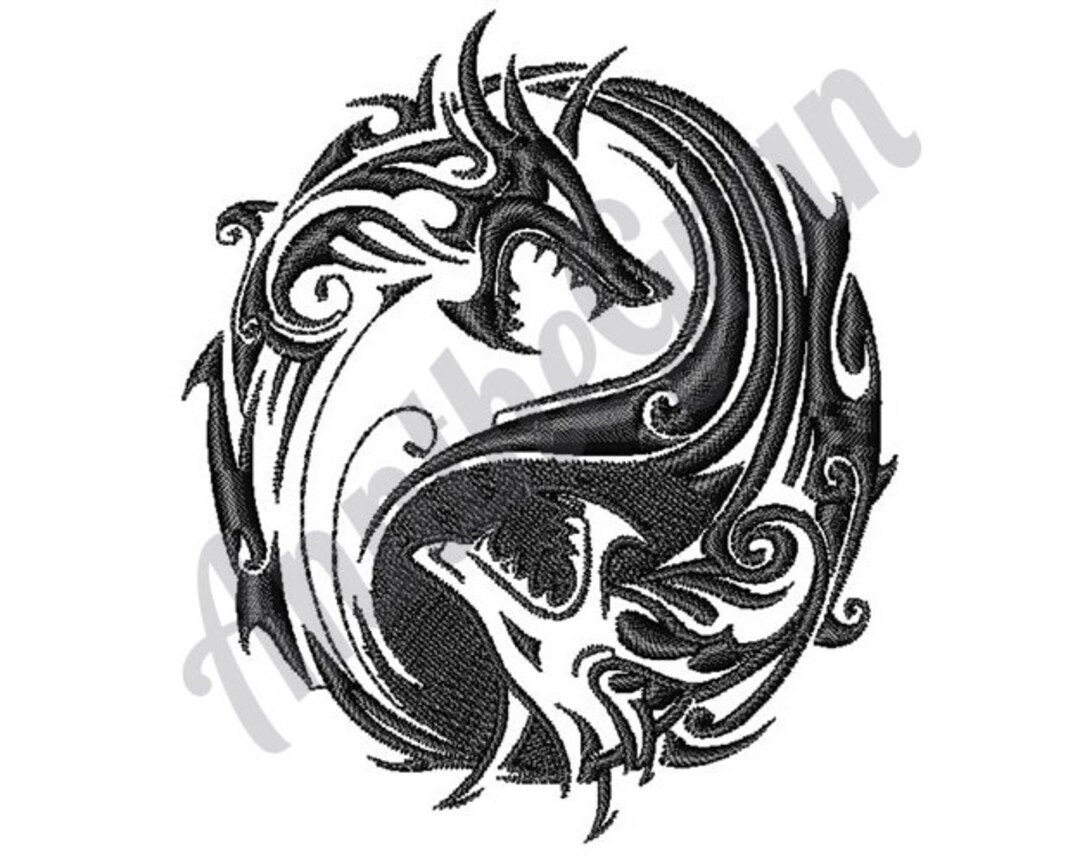 Dragon Yin Yang - Machine Embroidery Design. Yin Yang Symbol Embroidery ...