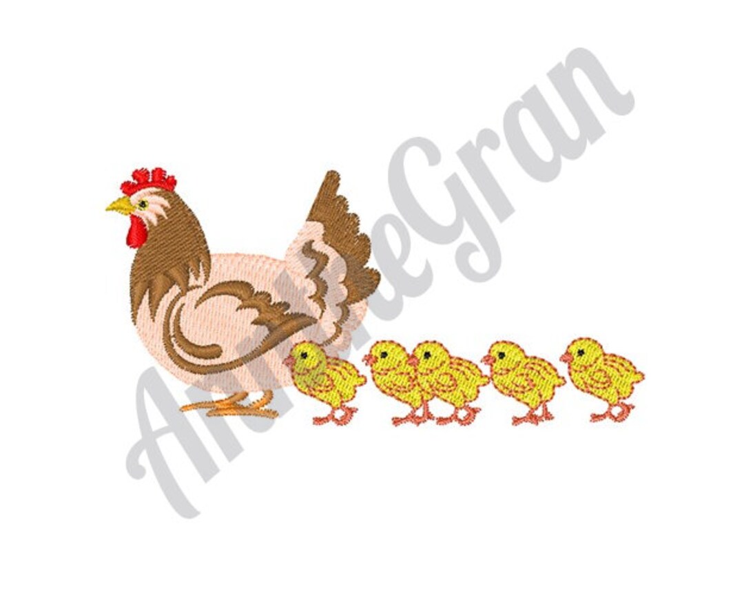 Hen and Chicks Embroidery Design. Machine Embroidery Design. Chicken ...