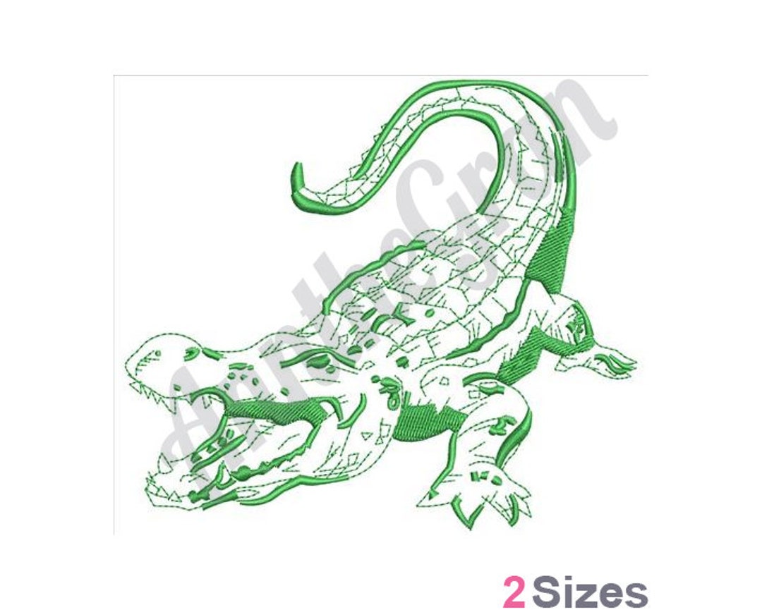 Fierce Alligator Outline Machine Embroidery Design 2 Sizes, Crocodile ...