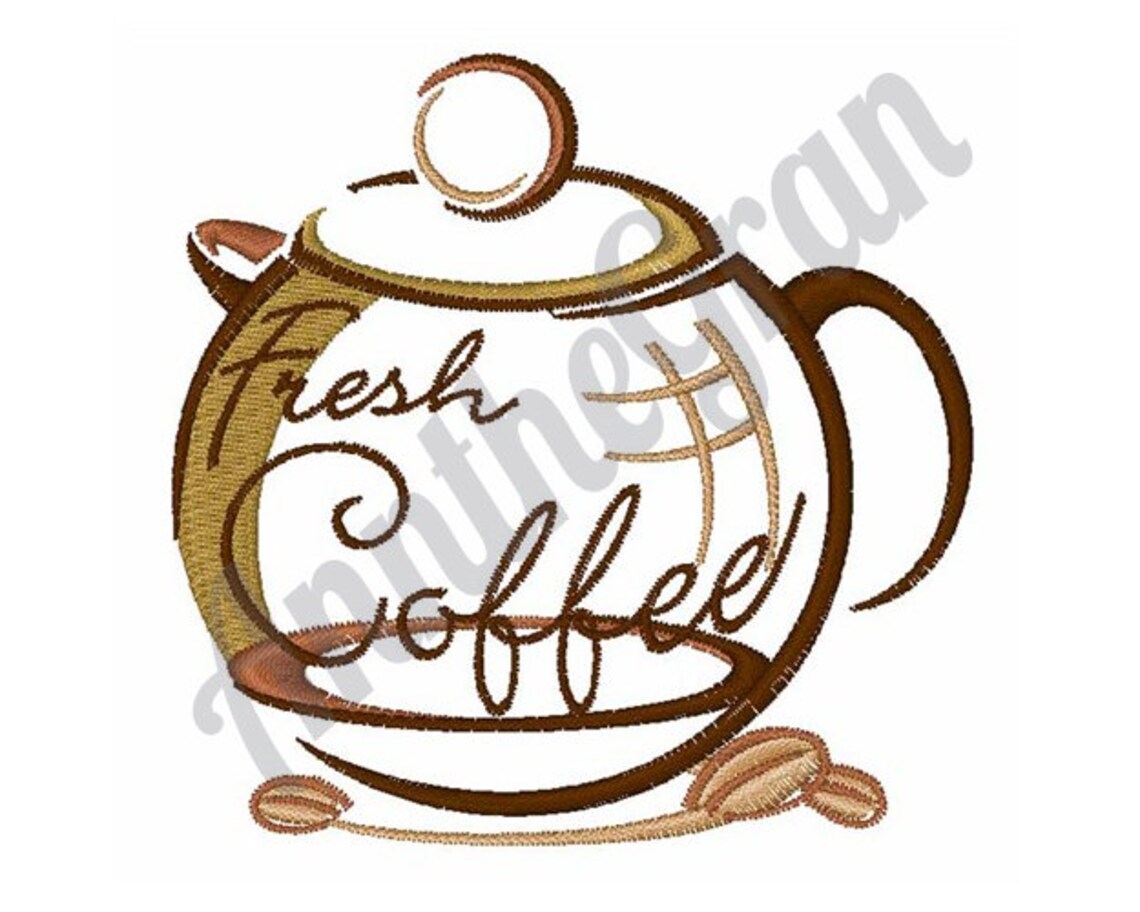 Coffee Pot Embroidery Design. Machine Embroidery Design. - Etsy