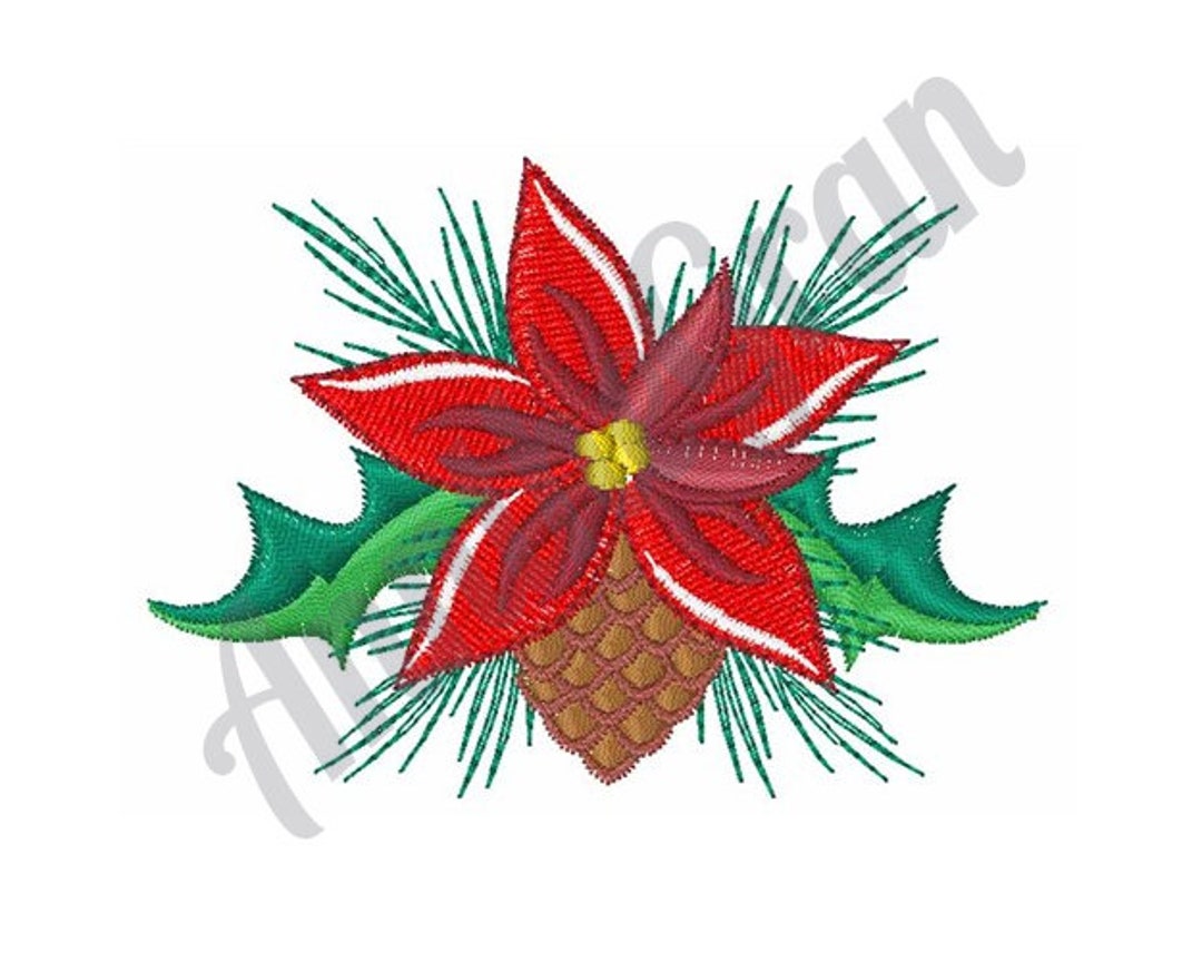 Christmas Poinsettia Embroidery Design. Machine Embroidery Design ...
