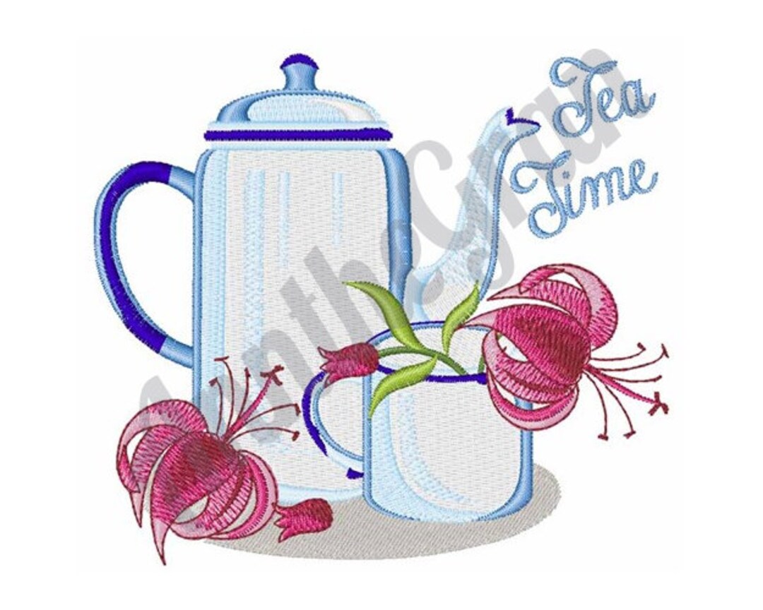 Tea Time Embroidery Design. Machine Embroidery Design. Tea Cup Pattern ...