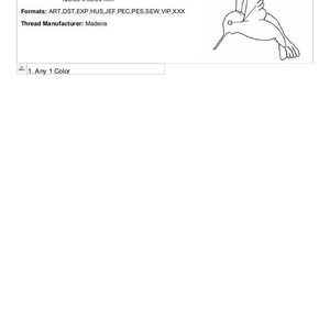 Hummingbird Outline Embroidery Design. Machine Embroidery Design ...