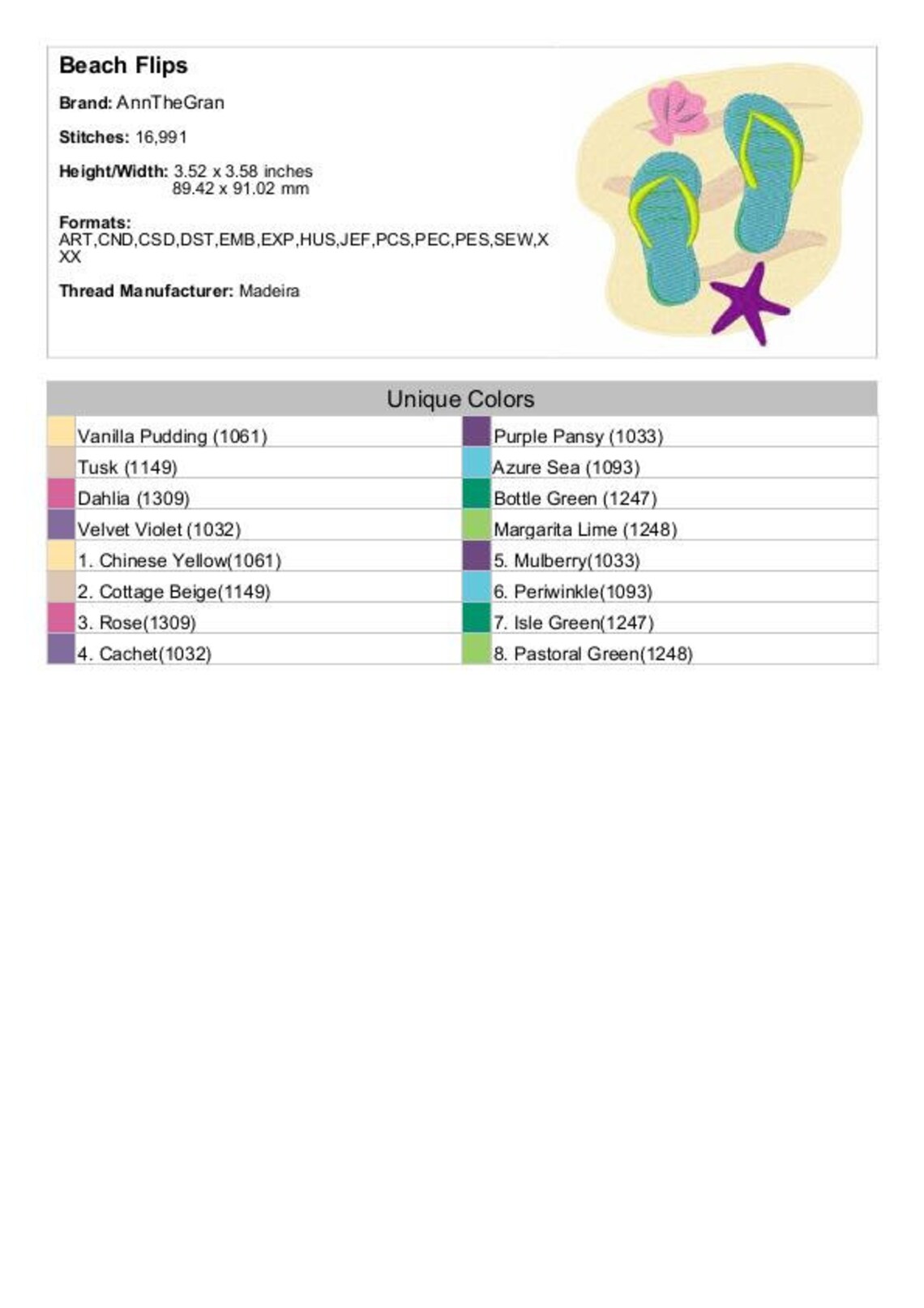 Flip Flops Embroidery Design. Beach Embroidery Design. Summer | Etsy