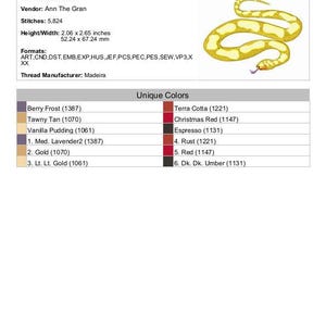 Yellow Python Machine Embroidery Design - Etsy