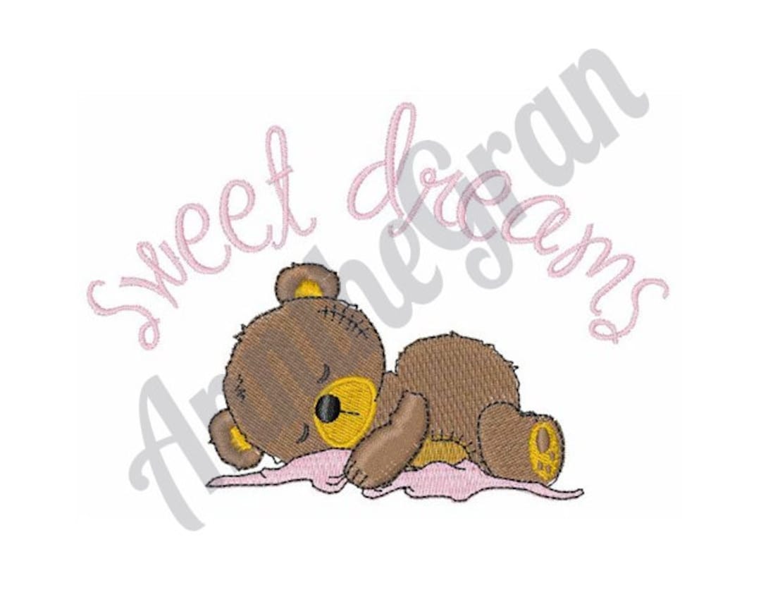Sleeping Teddy Bear Embroidery Design. Machine Embroidery Design. Sweet ...