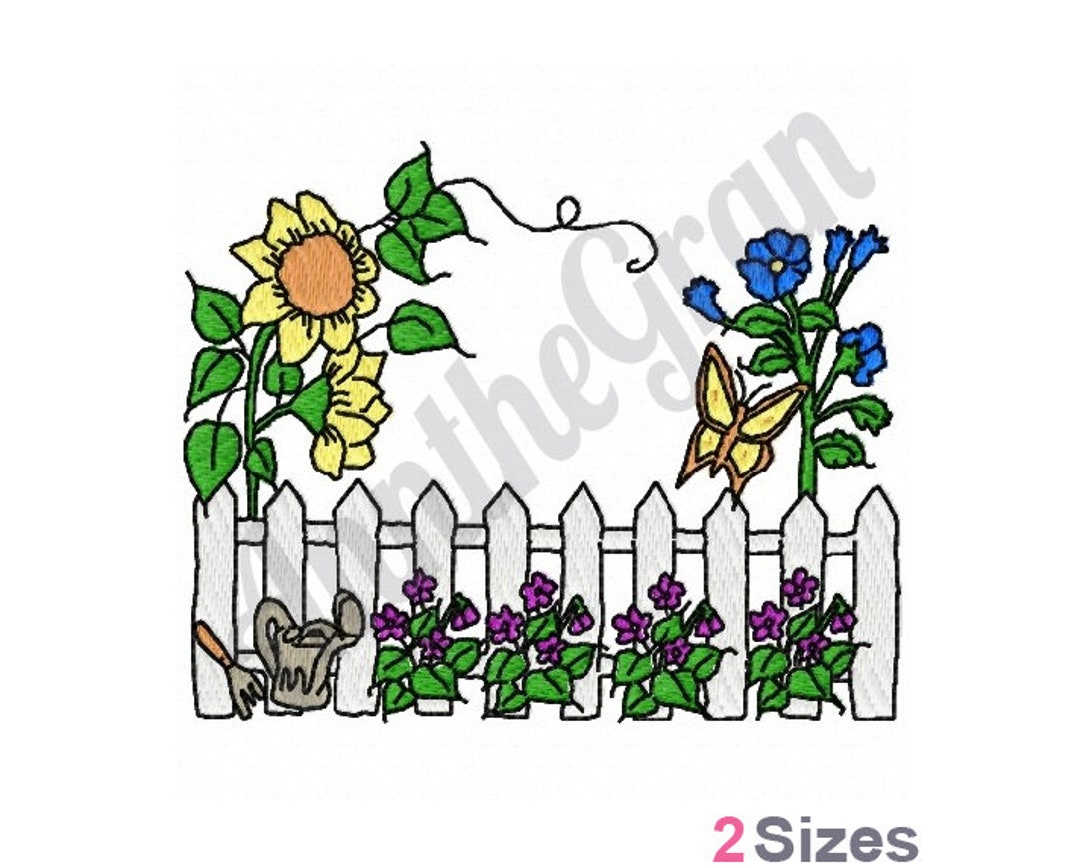 Flower Garden Fence Embroidery Design. Machine Embroidery Design ...