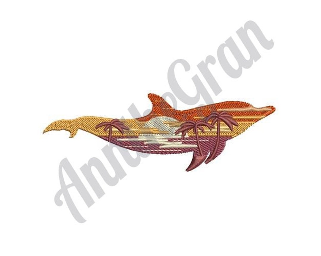 Island Dolphin - Machine Embroidery Design, Tropical Island Patterned ...