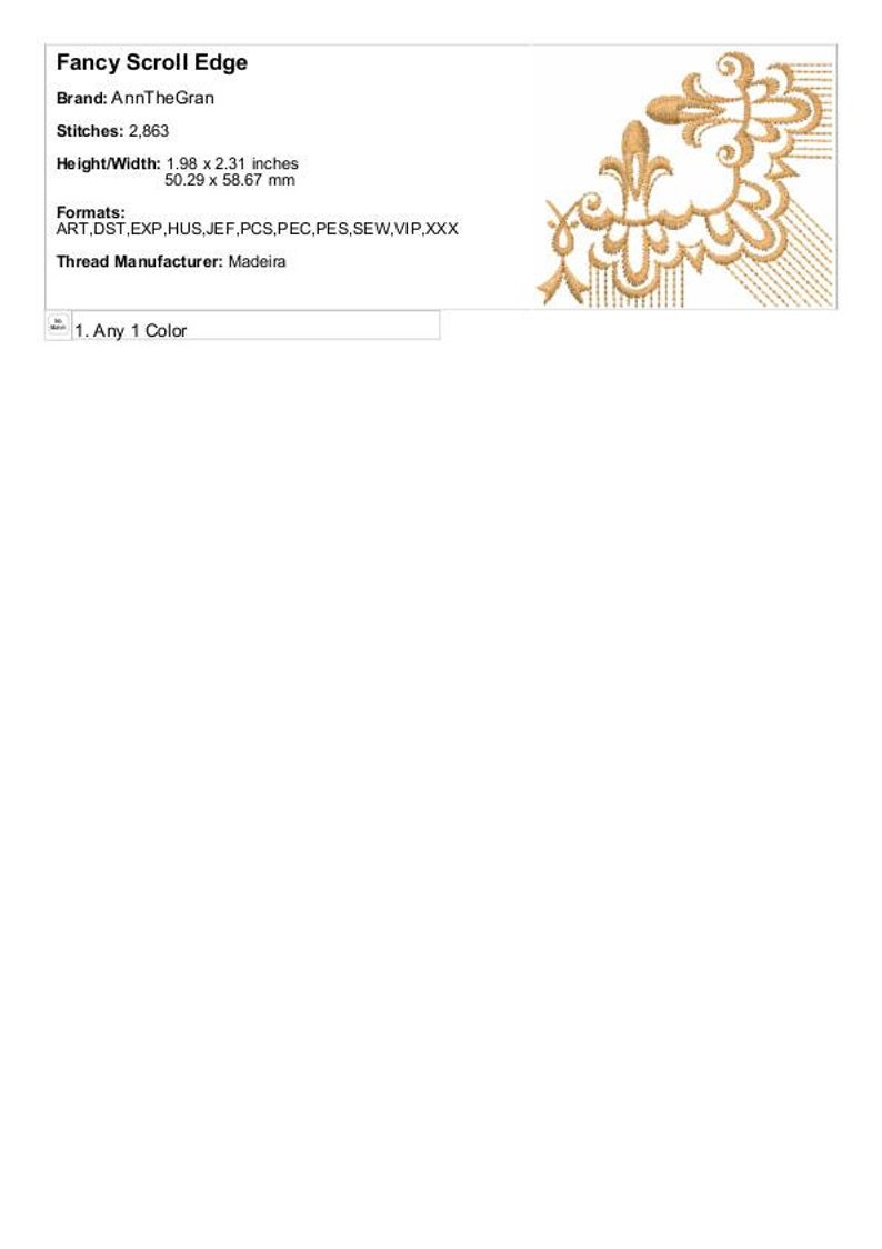 Fancy Scroll Edge Machine Embroidery Design Fleur De Lis - Etsy