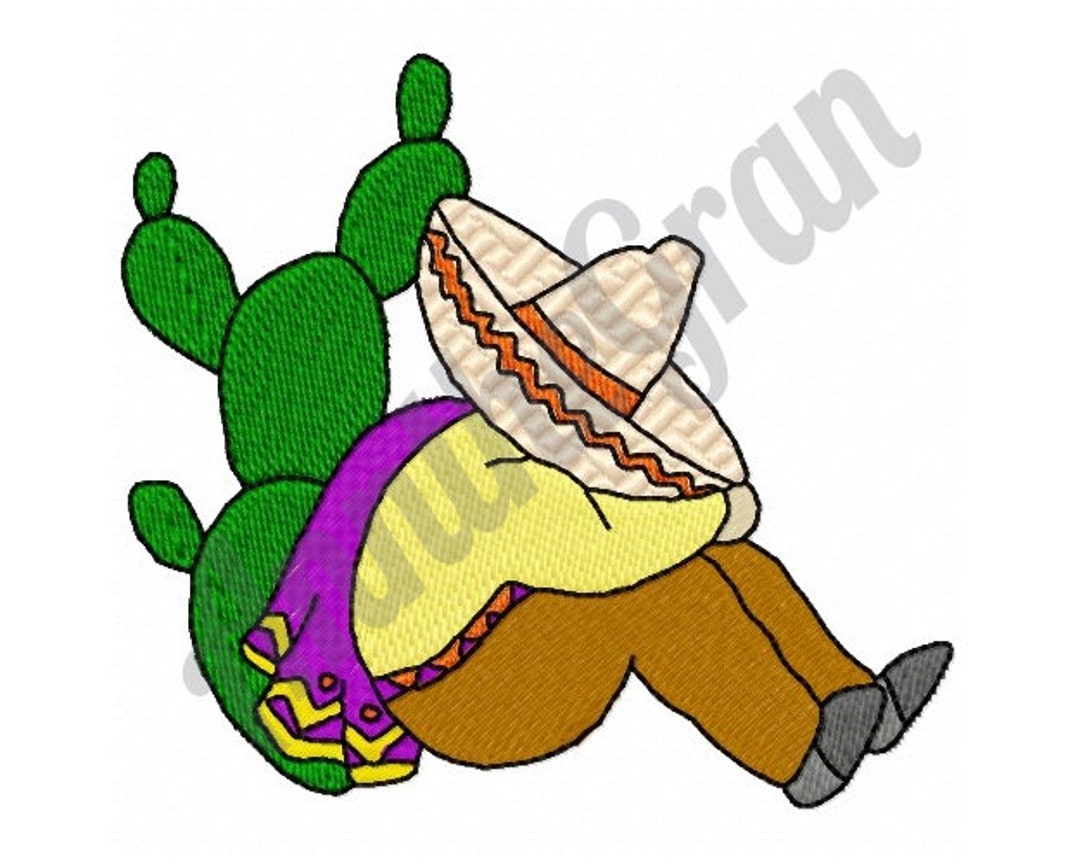 Siesta and Cactus Machine Embroidery Design. Sitting Mexican - Etsy