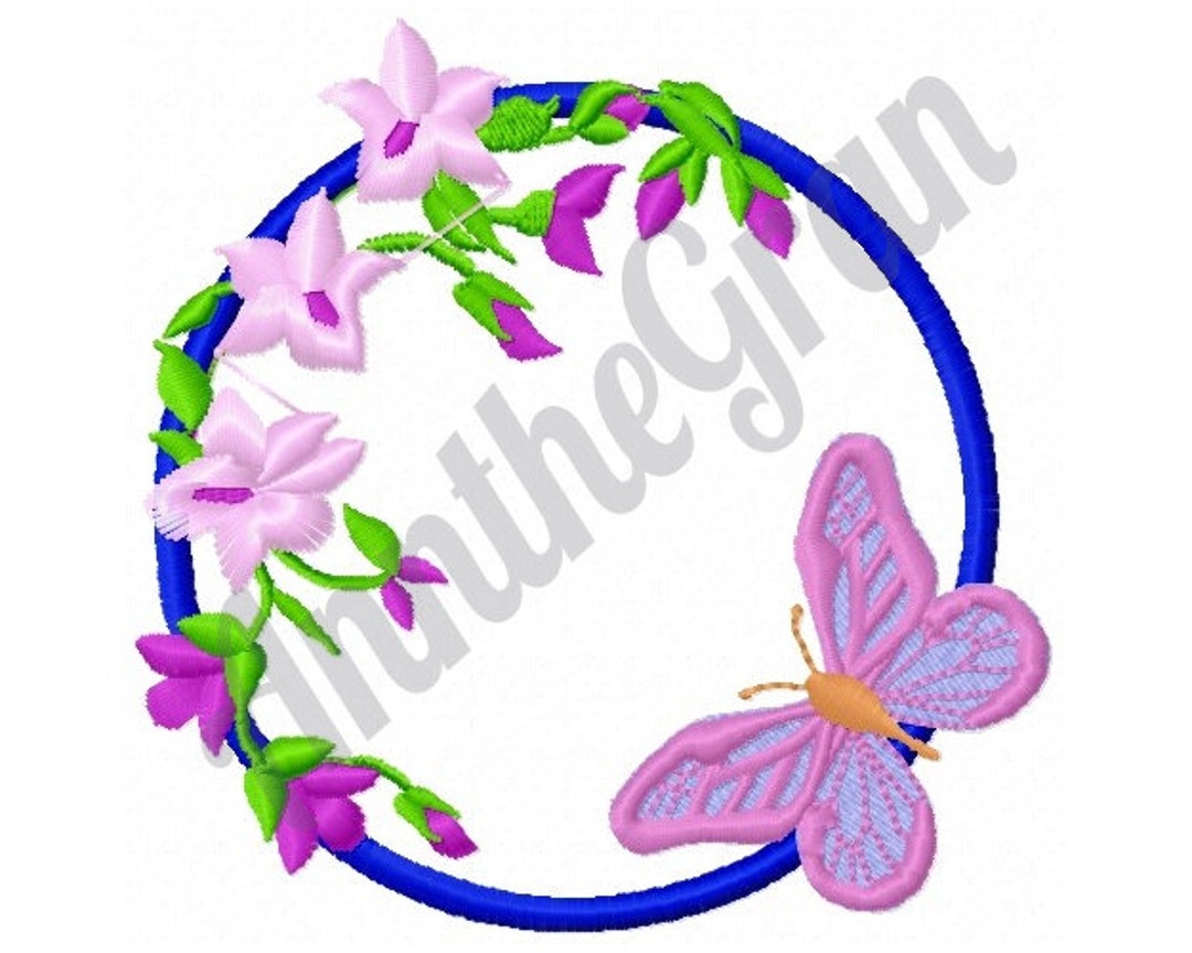 Spring Flowers & Butterfly Embroidery Design. Machine Embroidery Design ...
