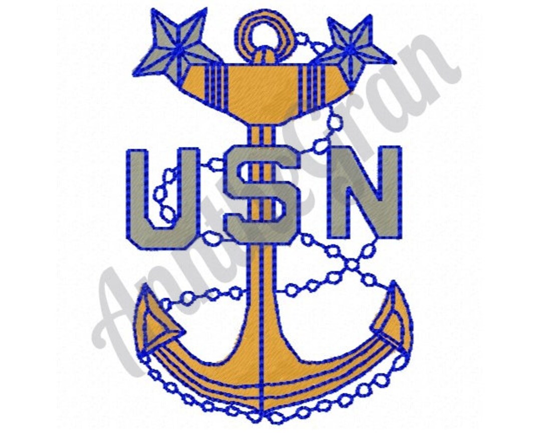 Anchor Embroidery Design. Navy Embroidery Design. USN Embroidery Design ...