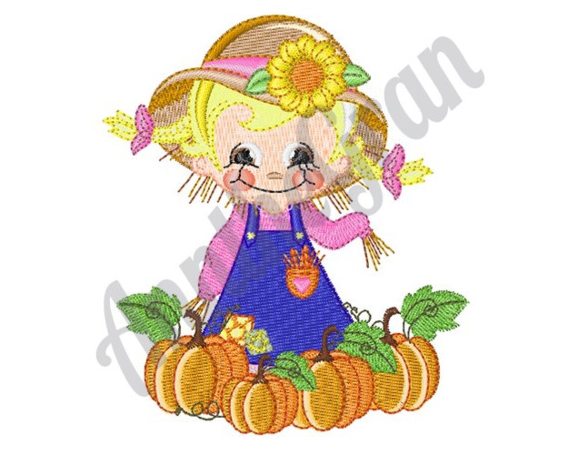 Scarecrow Embroidery Design. Girl Embroidery Design. Machine | Etsy