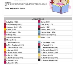 Story Time Mother & Daughter Embroidery Design. Book Reading Pattern ...