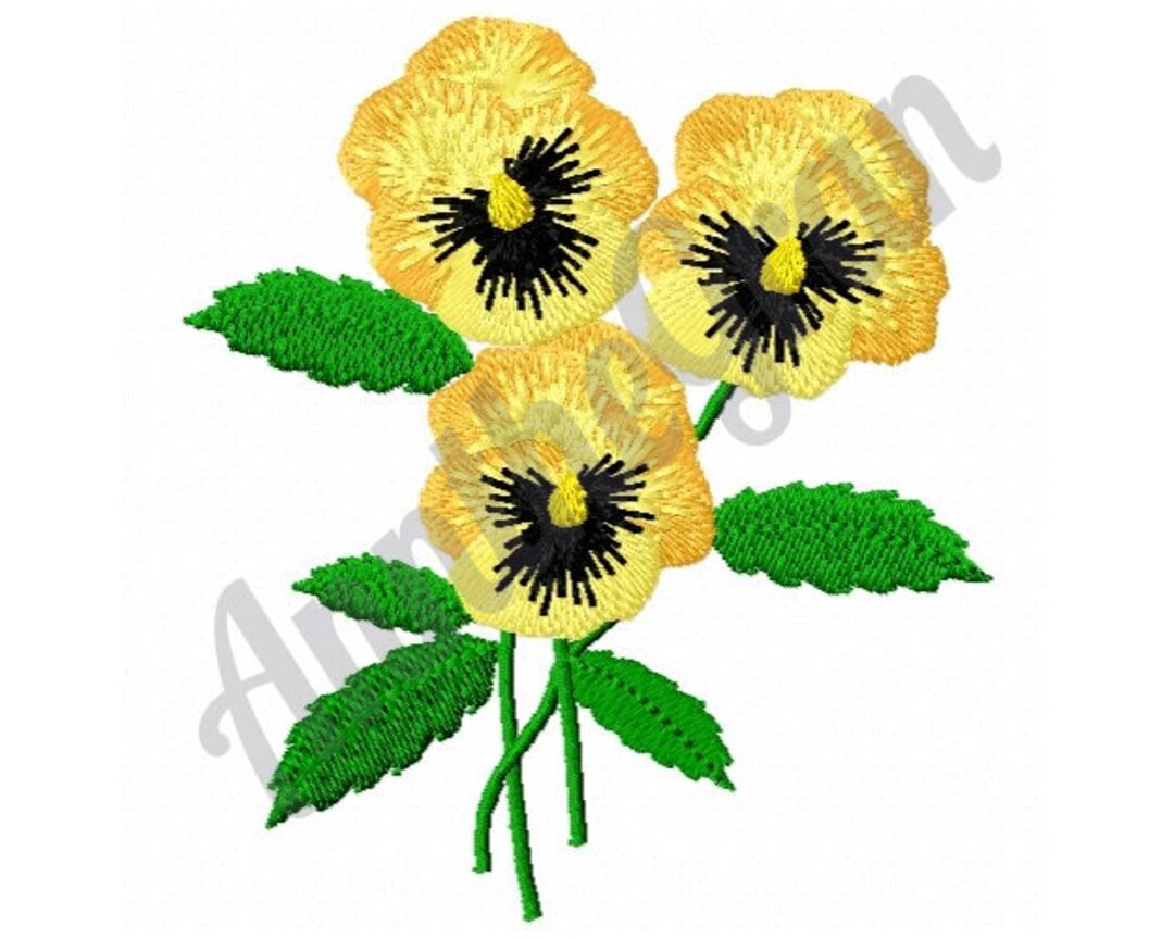 Yellow Pansy Embroidery Design. Machine Embroidery Design. Pansy ...