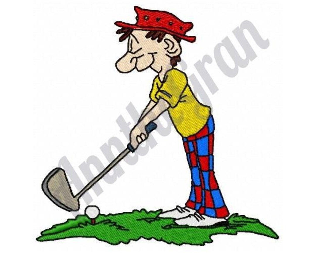 Golfing Golfer - Machine Embroidery Design, Golfer Teeing off Embroidery Pattern, Golf Driver ...
