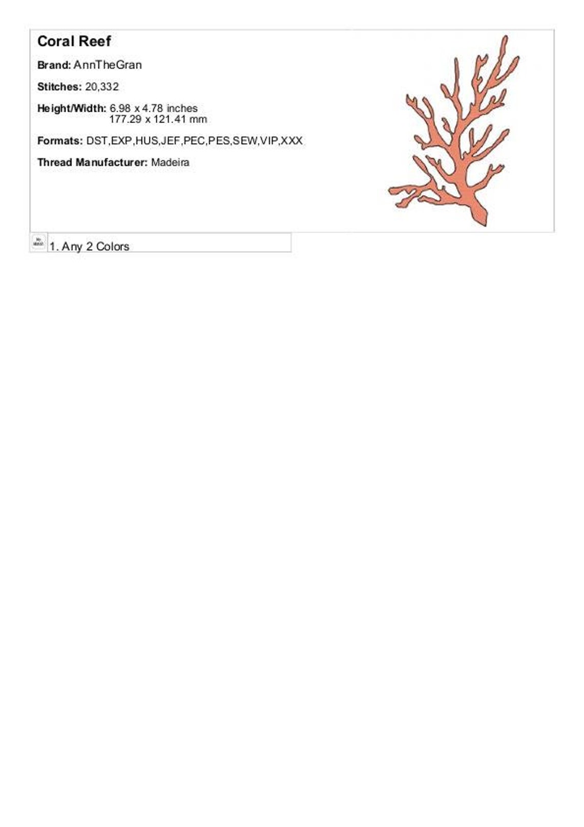 Coral Reef Embroidery Design. Machine Embroidery Design. Coral Reef ...