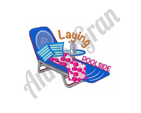 Pool Chair Embroidery Design. Poolside Embroidery Design. | Etsy