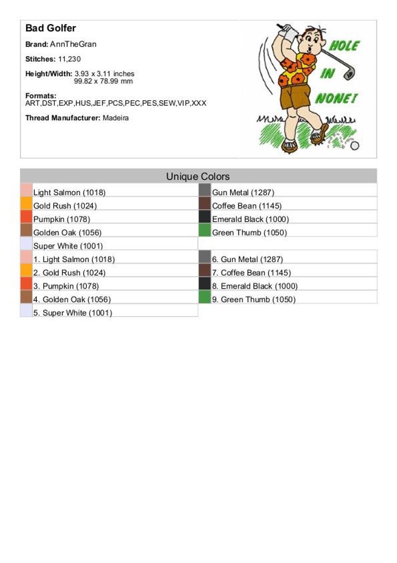 Bad Golfer Swing Embroidery Design. Machine Embroidery Design. Hole in ...