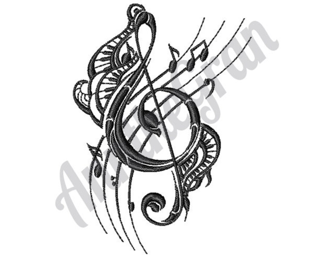 Treble Clef Music - Machine Embroidery Design. Treble Clef Embroidery ...