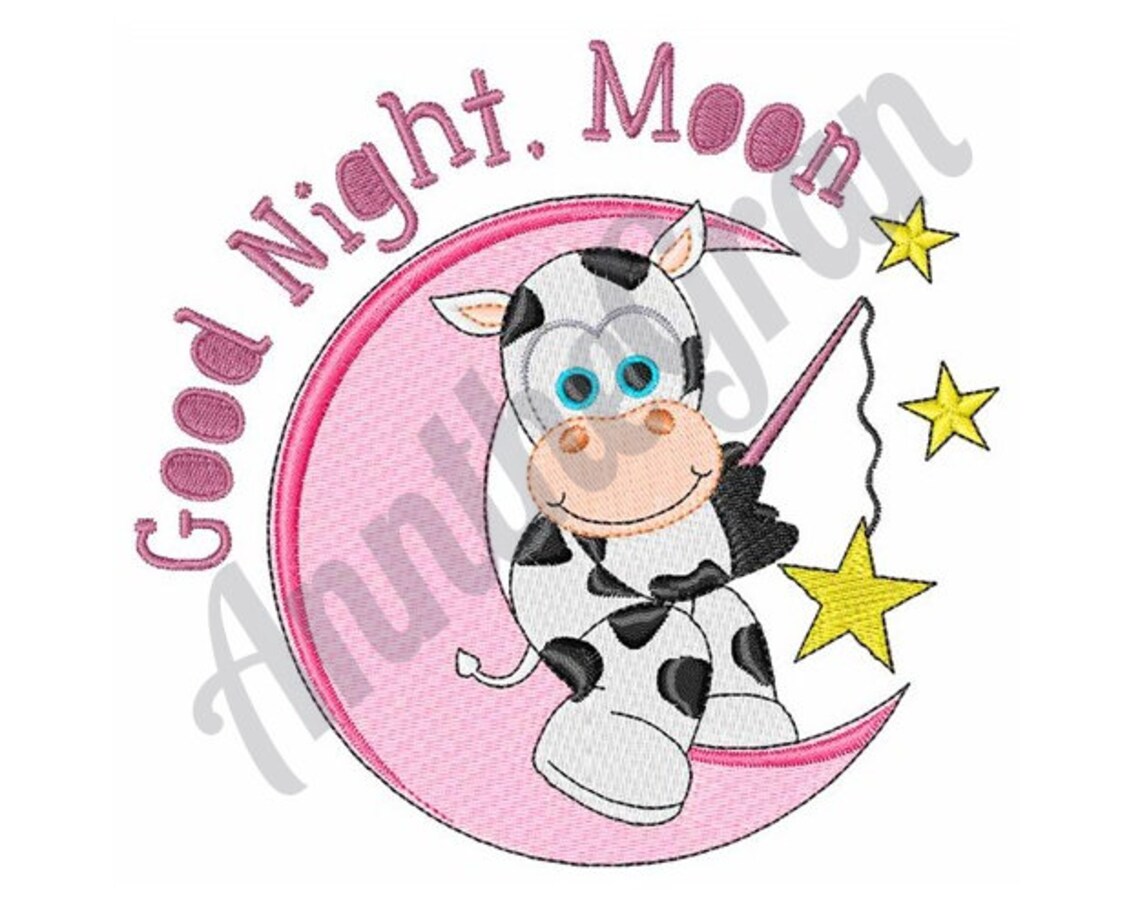 Baby Cow on Moon Embroidery Design. Machine Embroidery Design. Baby Cow ...
