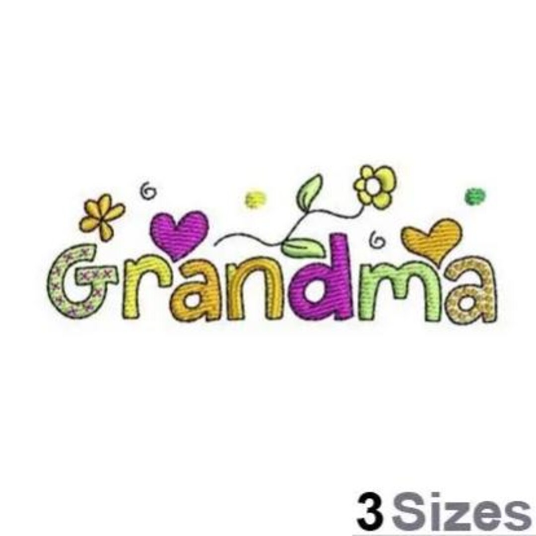 Grandma Lettering - Machine Embroidery Design - 3 Sizes, Spring Flowers ...