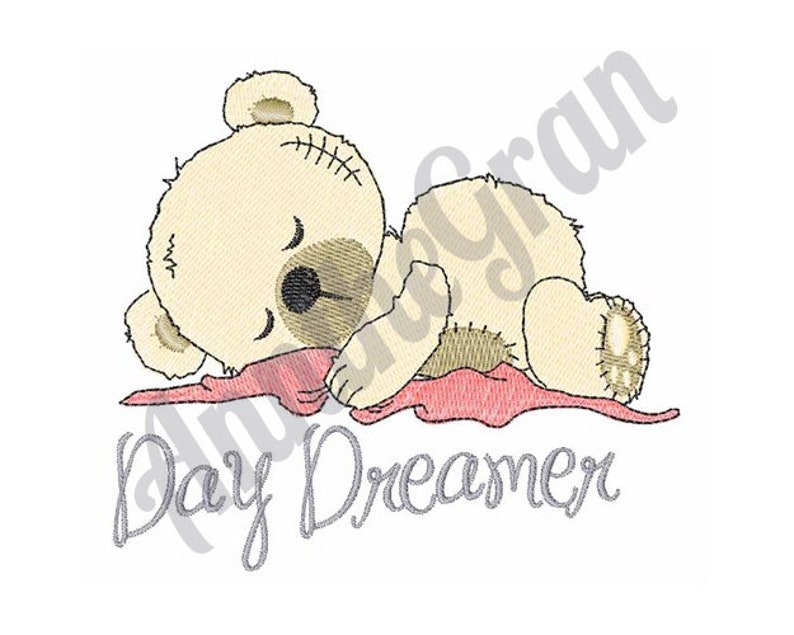 Sleeping Teddy Bear Machine Embroidery Design Day Dreamer - Etsy