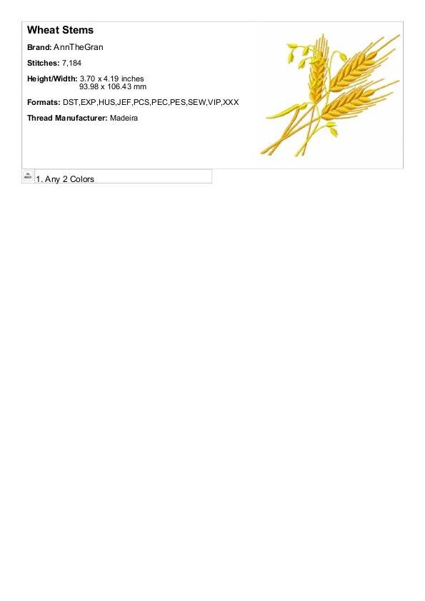 Wheat Stems Embroidery Design. Machine Embroidery Design. Wheat Pattern ...