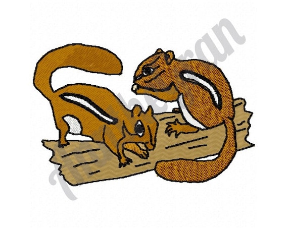 Items similar to Chipmunks On Log Embroidery Design. Machine Embroidery ...