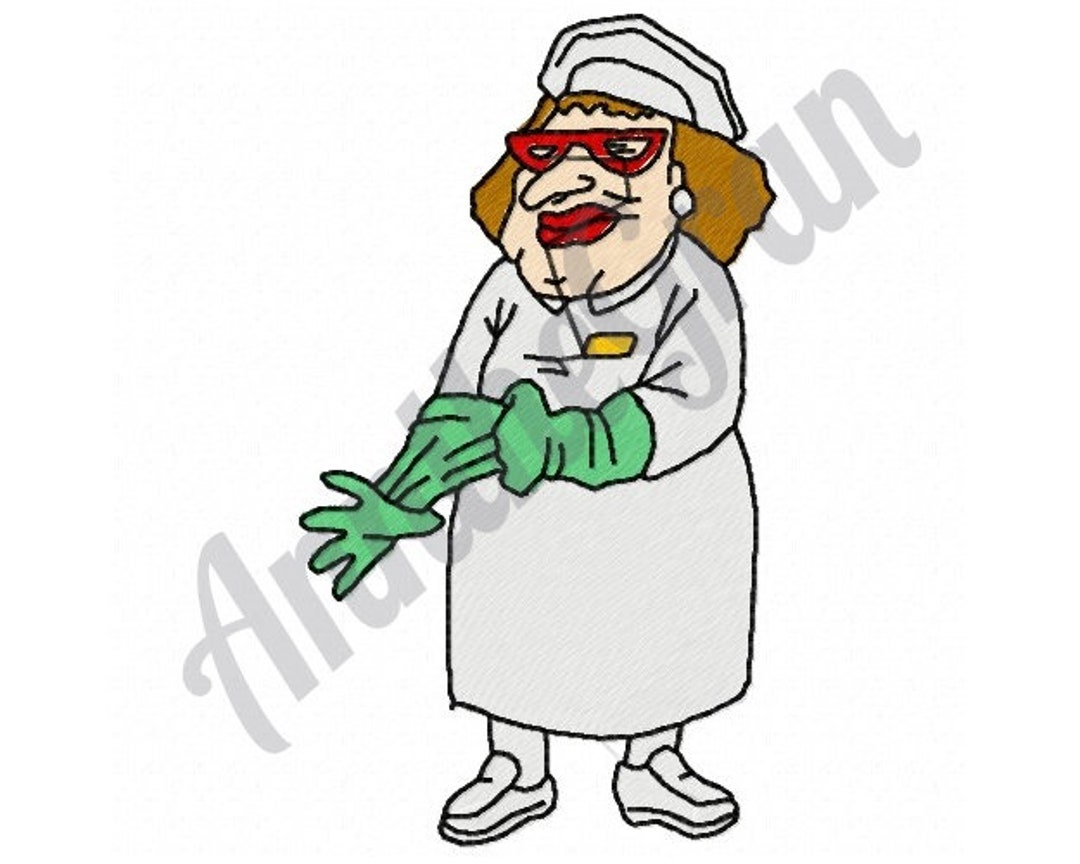Cartoon Nurse - Machine Embroidery Design. Medical Nurse Embroidery ...