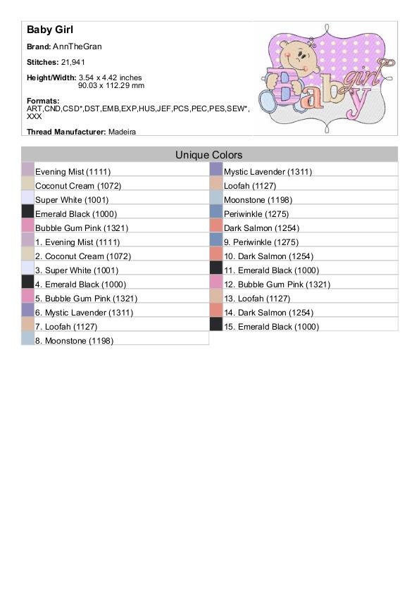 Baby Girl Machine Embroidery Design New Born Baby Pattern - Etsy