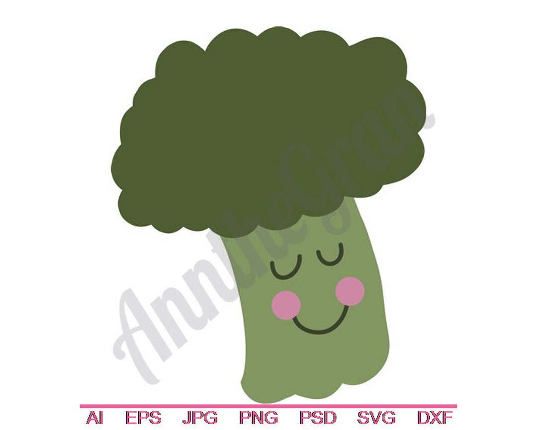 Happy Broccoli Face Svg, Dxf, Eps, Png, Jpg, Vector Art, Clipart, Cut ...