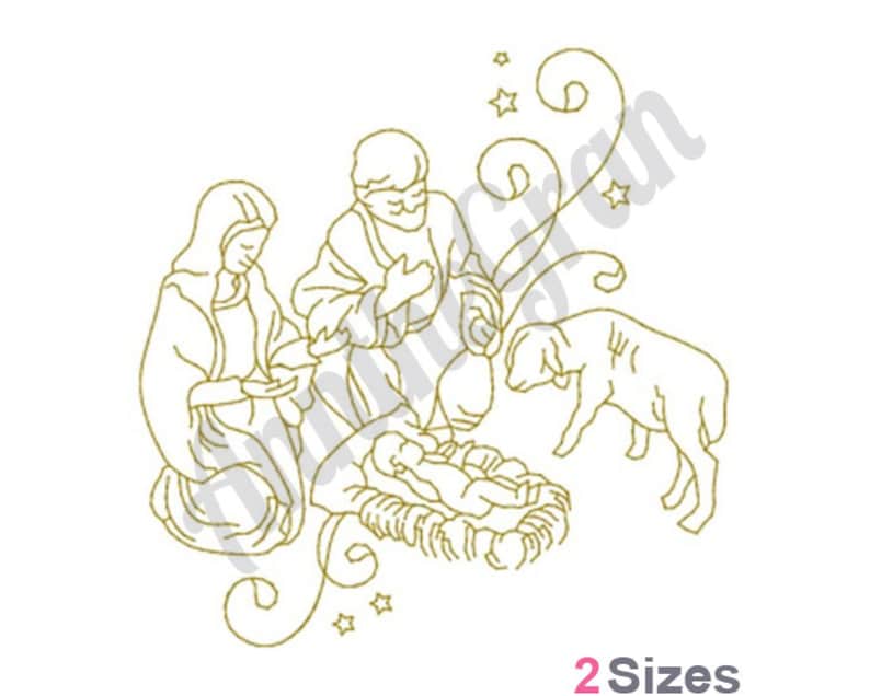 Nativity Scene Embroidery Design. Baby Jesus Embroidery - Etsy