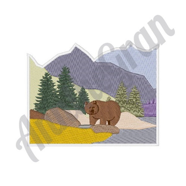 Machine Embroidery Mountain Scene Pattern - Etsy