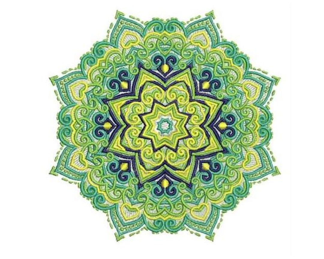 Green Starburst Mandala - Machine Embroidery Design - Etsy