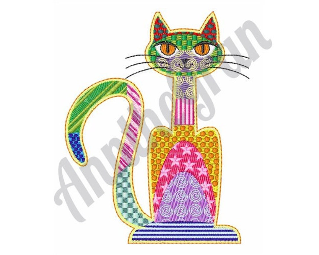 Cat Embroidery Design. Machine Embroidery Design. Sitting Kitten ...