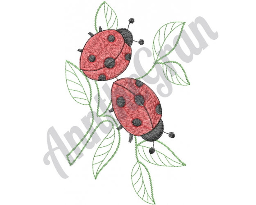 Ladybugs on Leaf Embroidery Design. Machine Embroidery Design. Ladybugs ...
