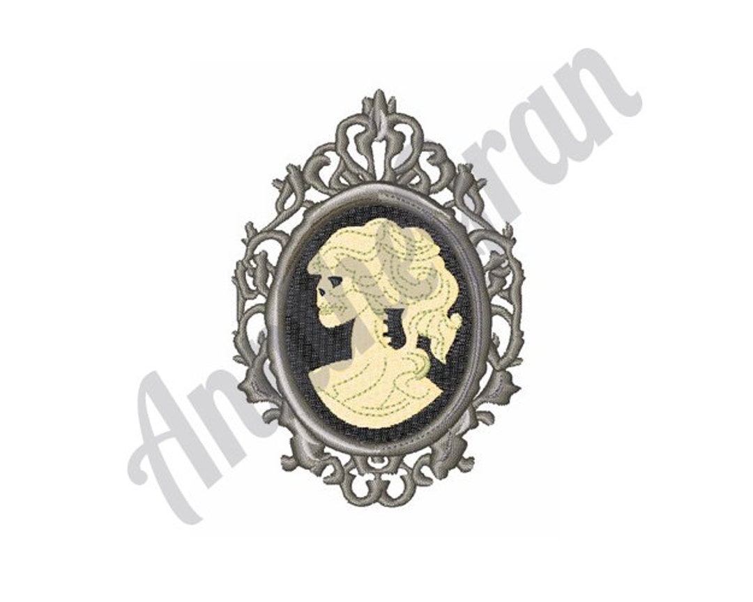 Gothic Skull Cameo - Machine Embroidery Design. Skeleton Lady Cameo ...
