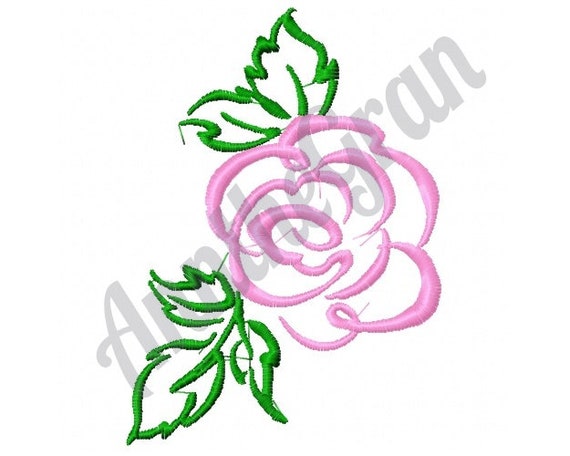 Pink Rose Outline Embroidery Design. Machine Embroidery | Etsy