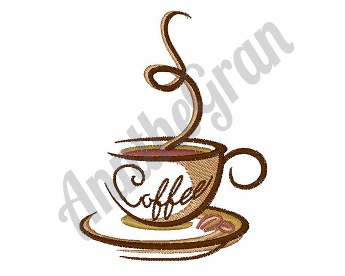 Coffee Cup Embroidery Design. Machine Embroidery Design. - Etsy