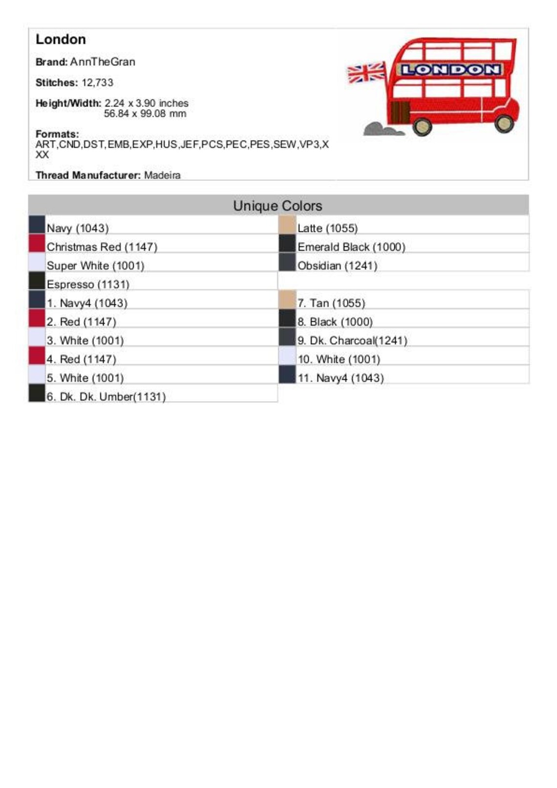 London Bus Embroidery Design. Machine Embroidery Design. Double Decker ...