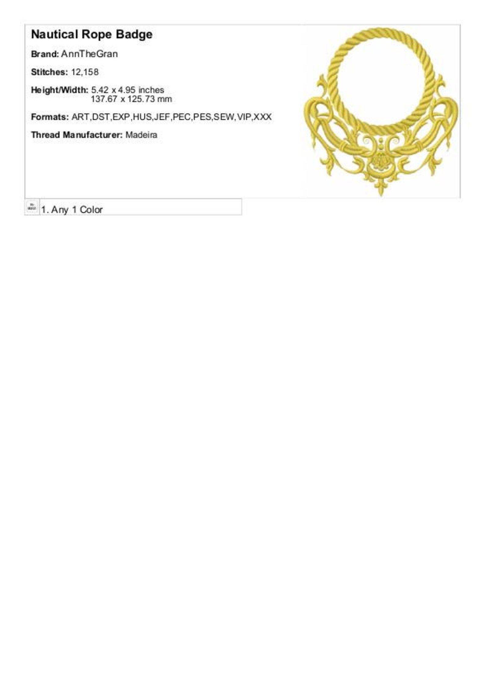 Nautical Rope Emblem Embroidery Design. Machine Embroidery - Etsy