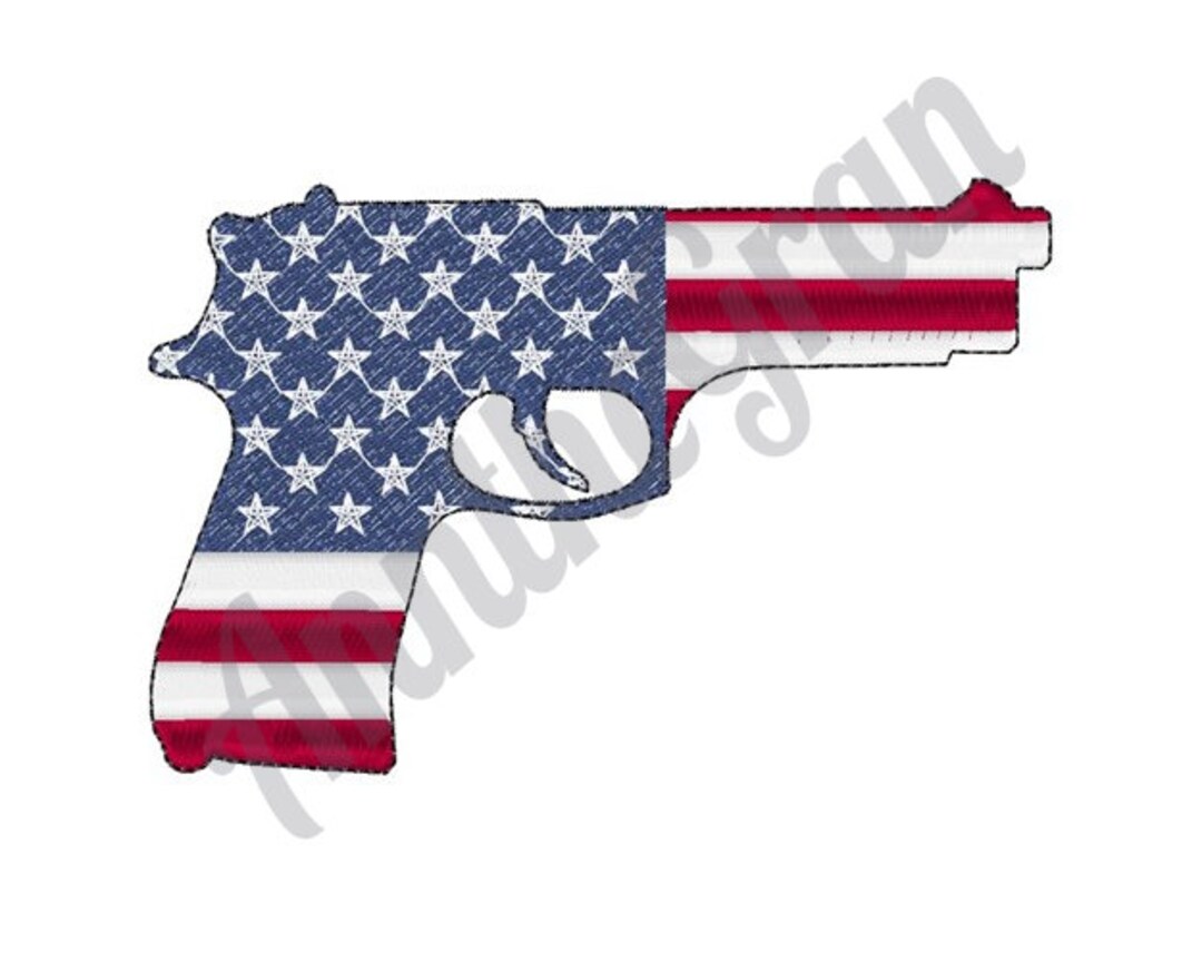 Patriotic Pistol - Machine Embroidery Design, American Flag Handgun ...