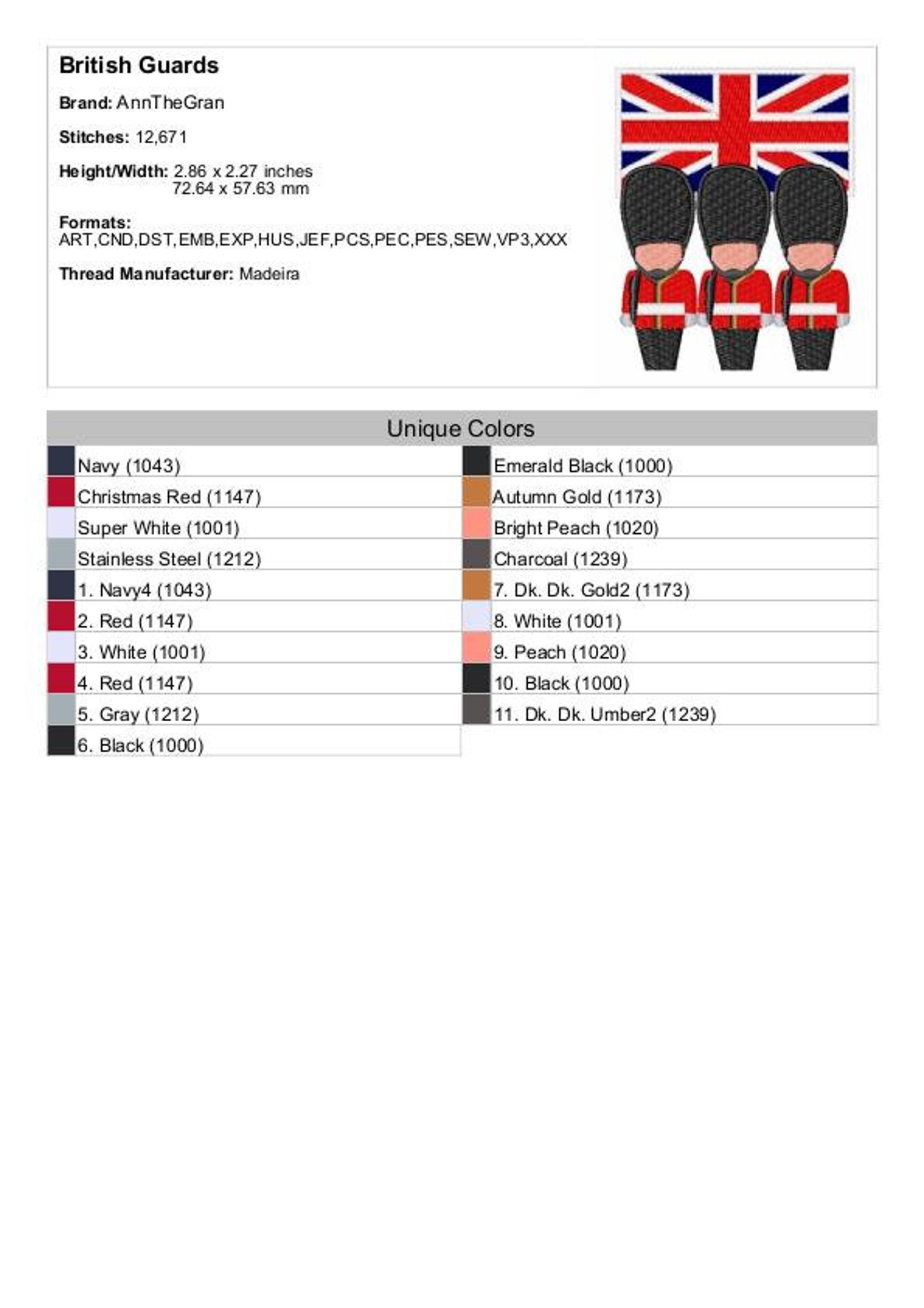 British Guards Embroidery Design. Machine Embroidery Design. - Etsy