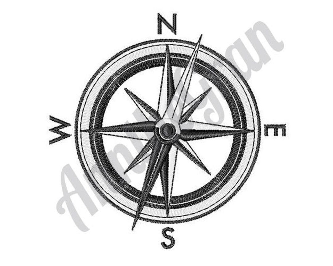 Black Compass Machine Embroidery Design, Nautical Compass Embroidery ...