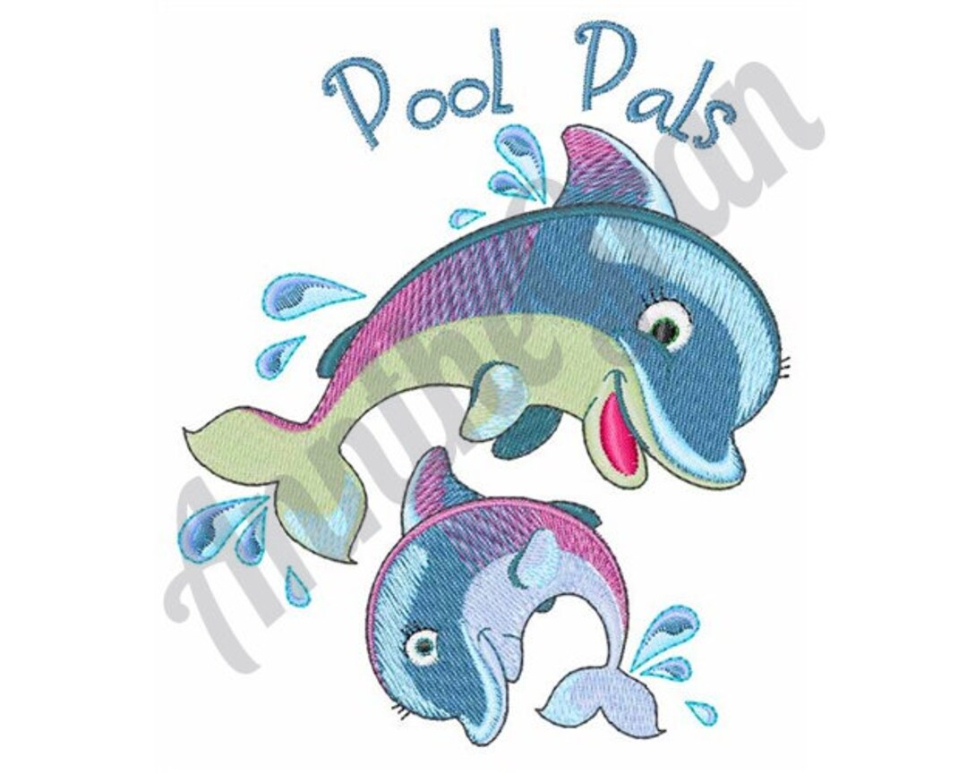 Pool Pals - Machine Embroidery Design, Playing Dolphins Embroidery ...