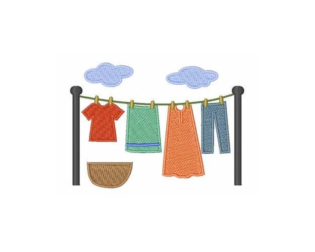 Laundry Line - Machine Embroidery Design, Clothesline Embroidery ...